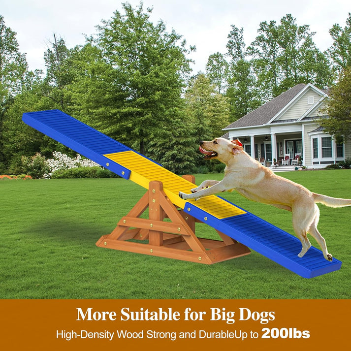 95" Wooden Dog Seesaw, Dogs Agility Course Backyard Set for Training a ...